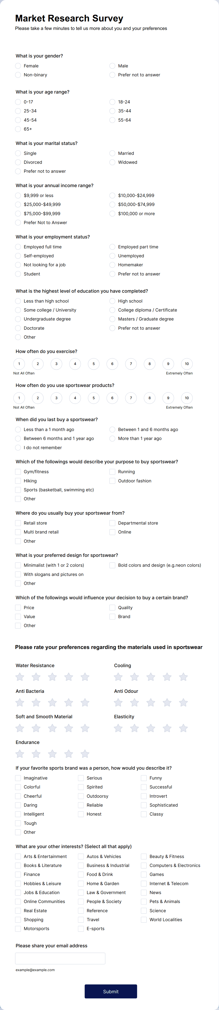 Market Research Survey Form Template | Jotform