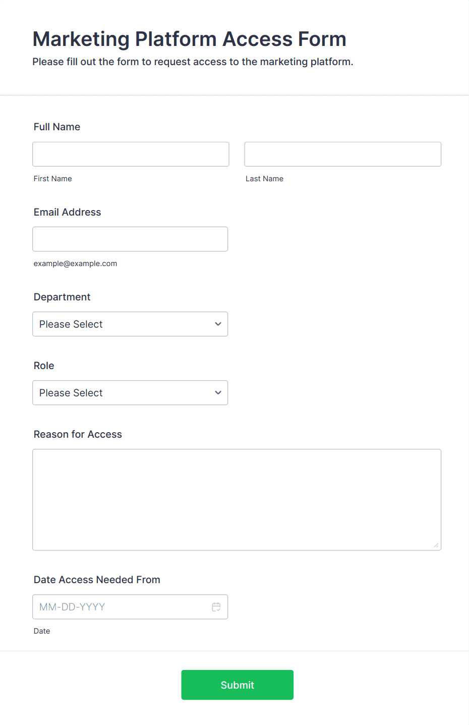 Marketing Platform Access Form Template | Jotform