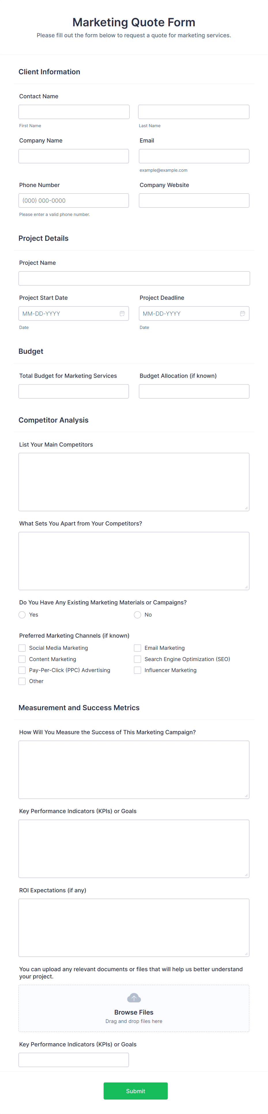 Marketing Quote Form Template | Jotform