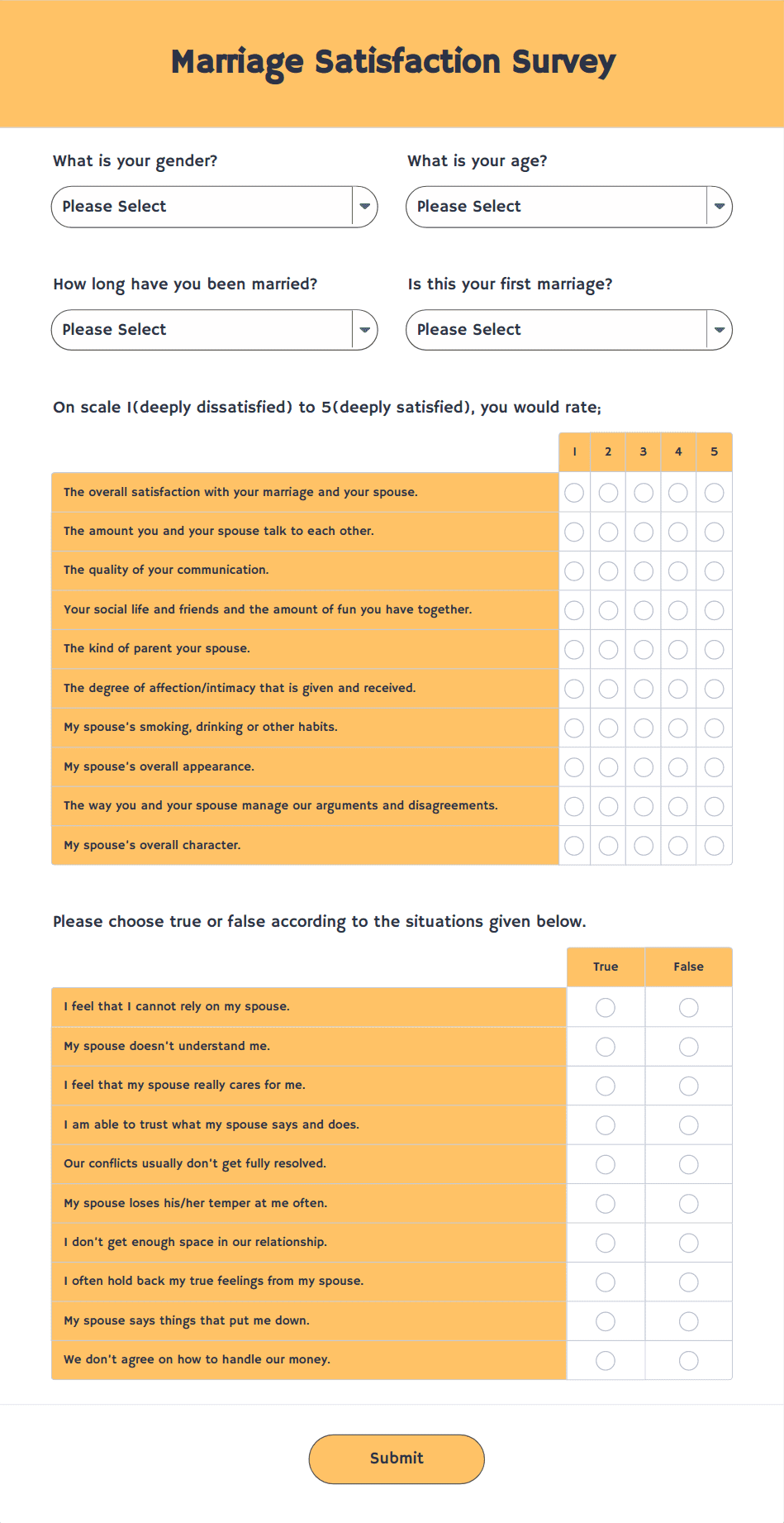 Marriage Satisfaction Survey Form Template | Jotform