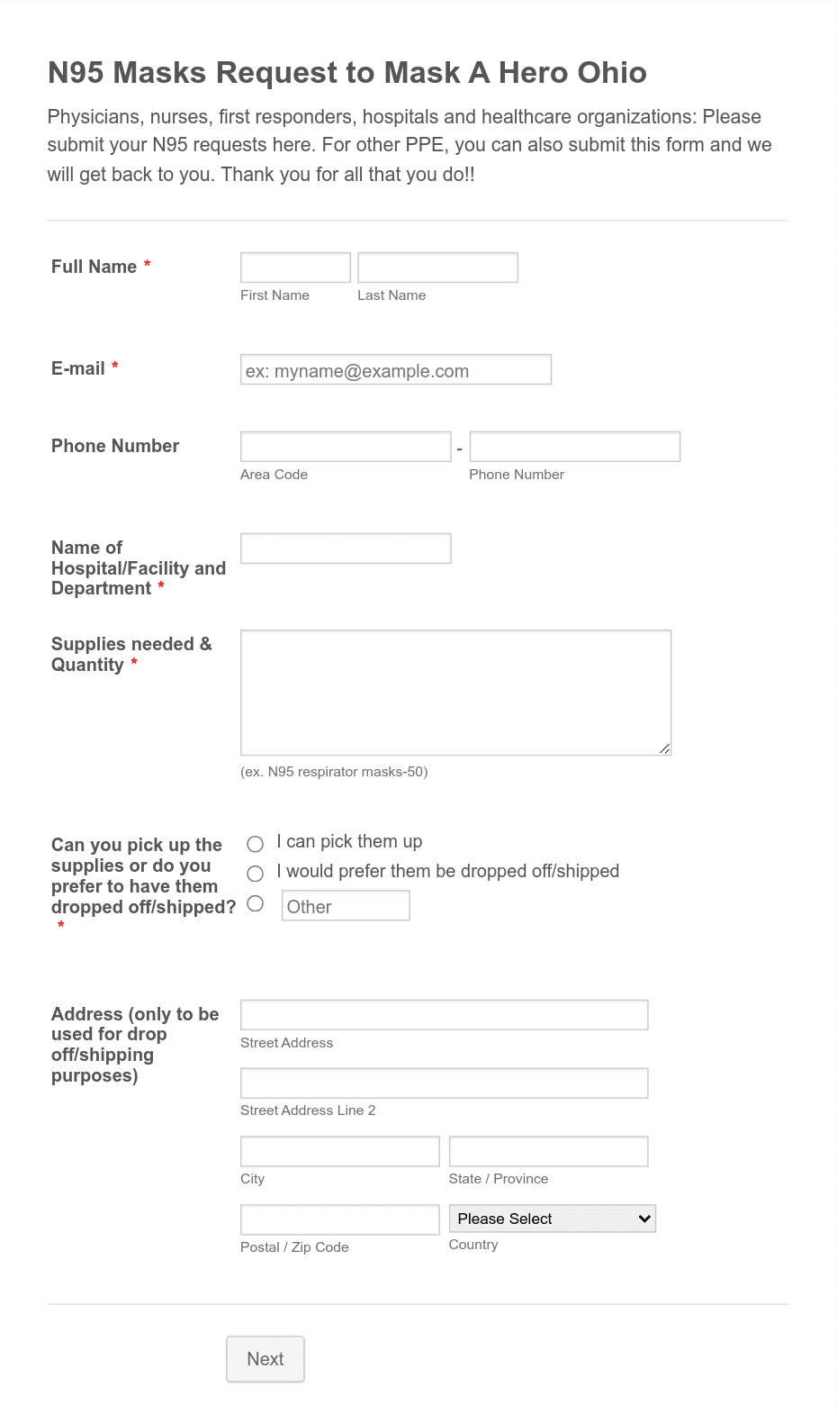 Mask Request Form Template | Jotform