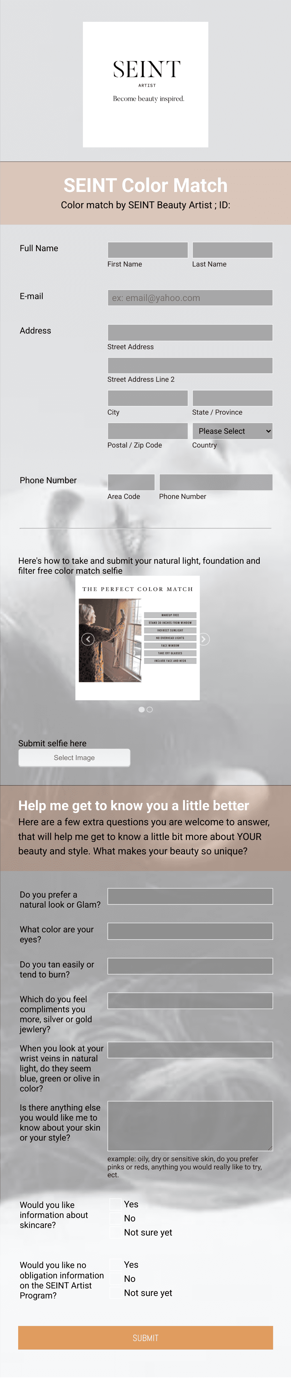 SEINT Beauty Color Match Form Template | Jotform