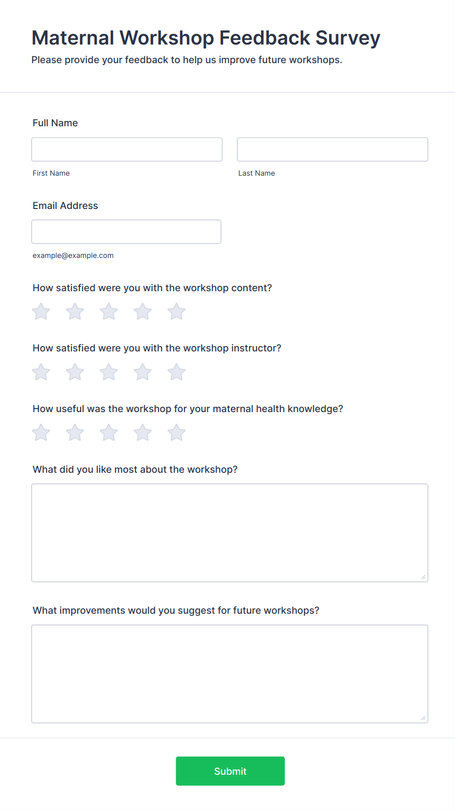 Maternal Workshop Feedback Survey Form Template | Jotform