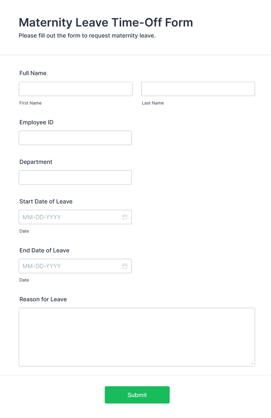 Maternity Leave Time-Off Form Template | Jotform