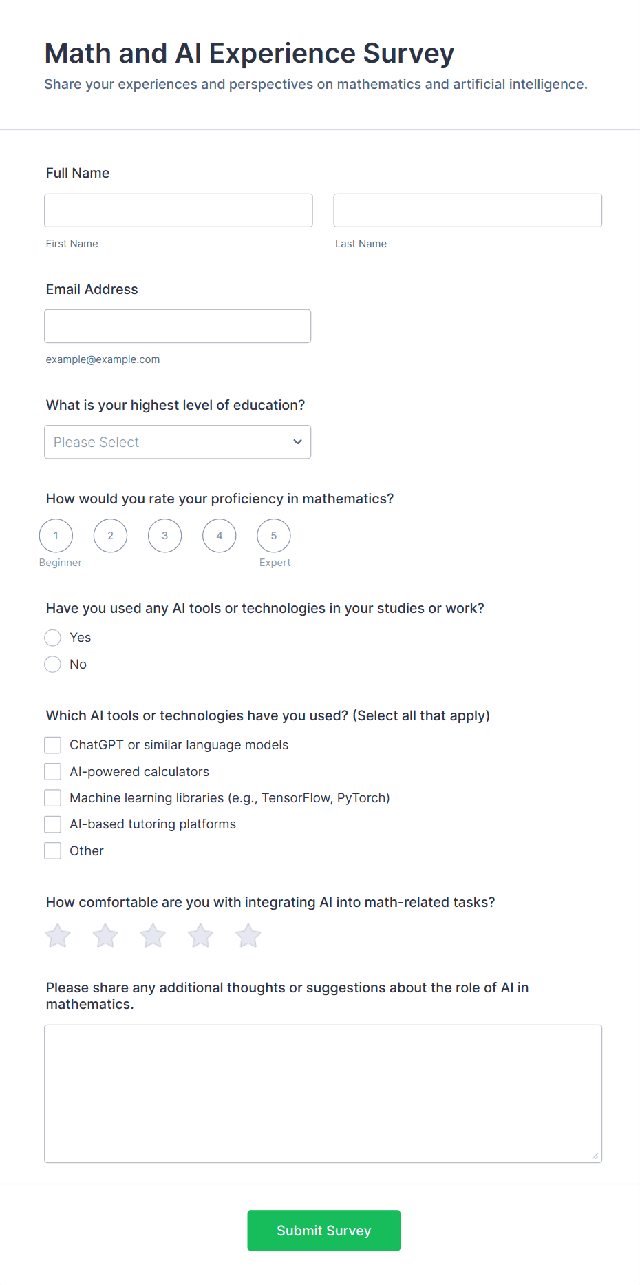 Math and AI Experience Survey Form Template | Jotform