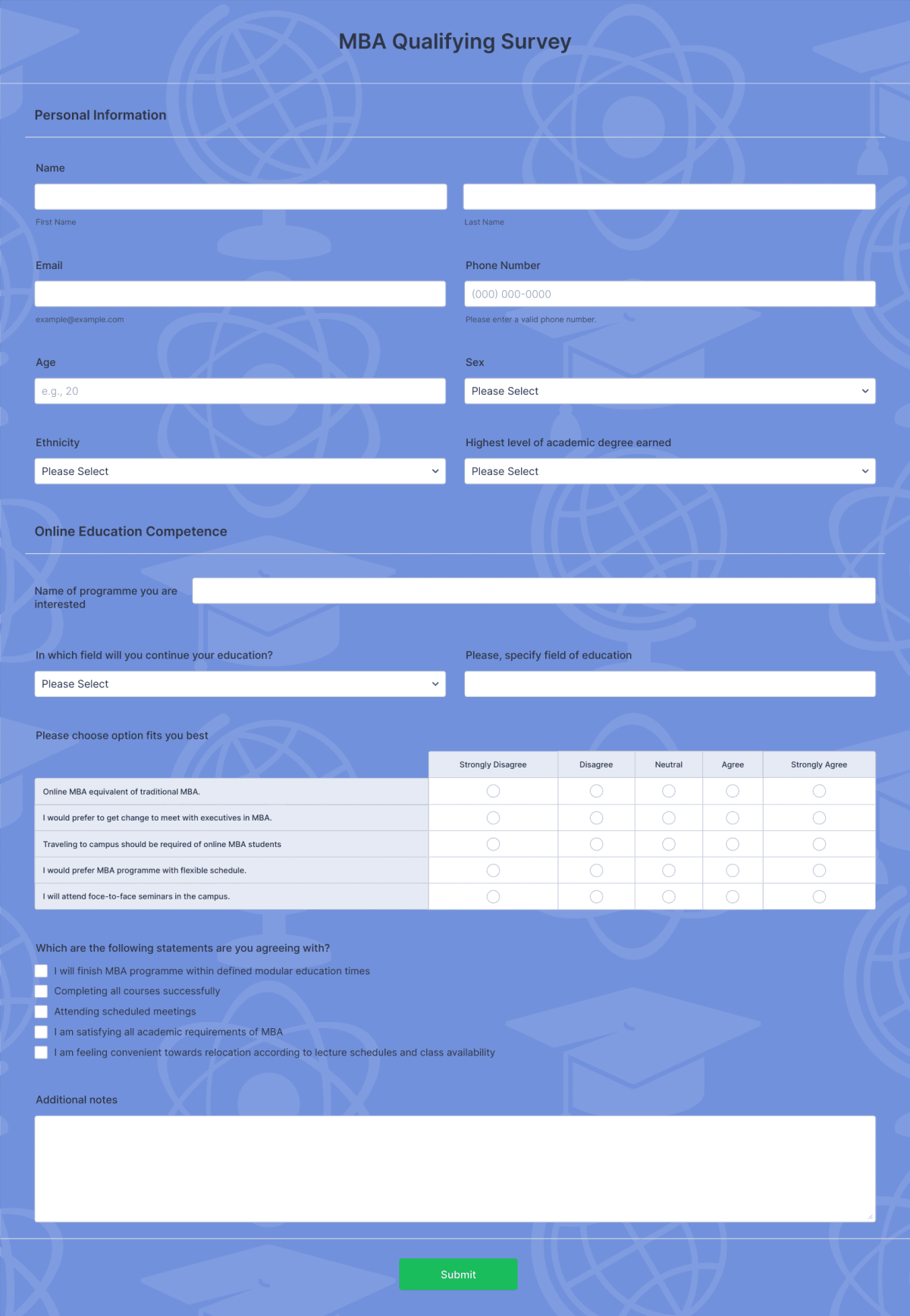 MBA Qualifying Survey Form Template | Jotform