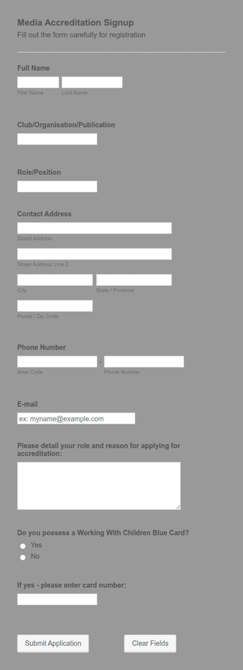 Media Accreditation Form Template | Jotform
