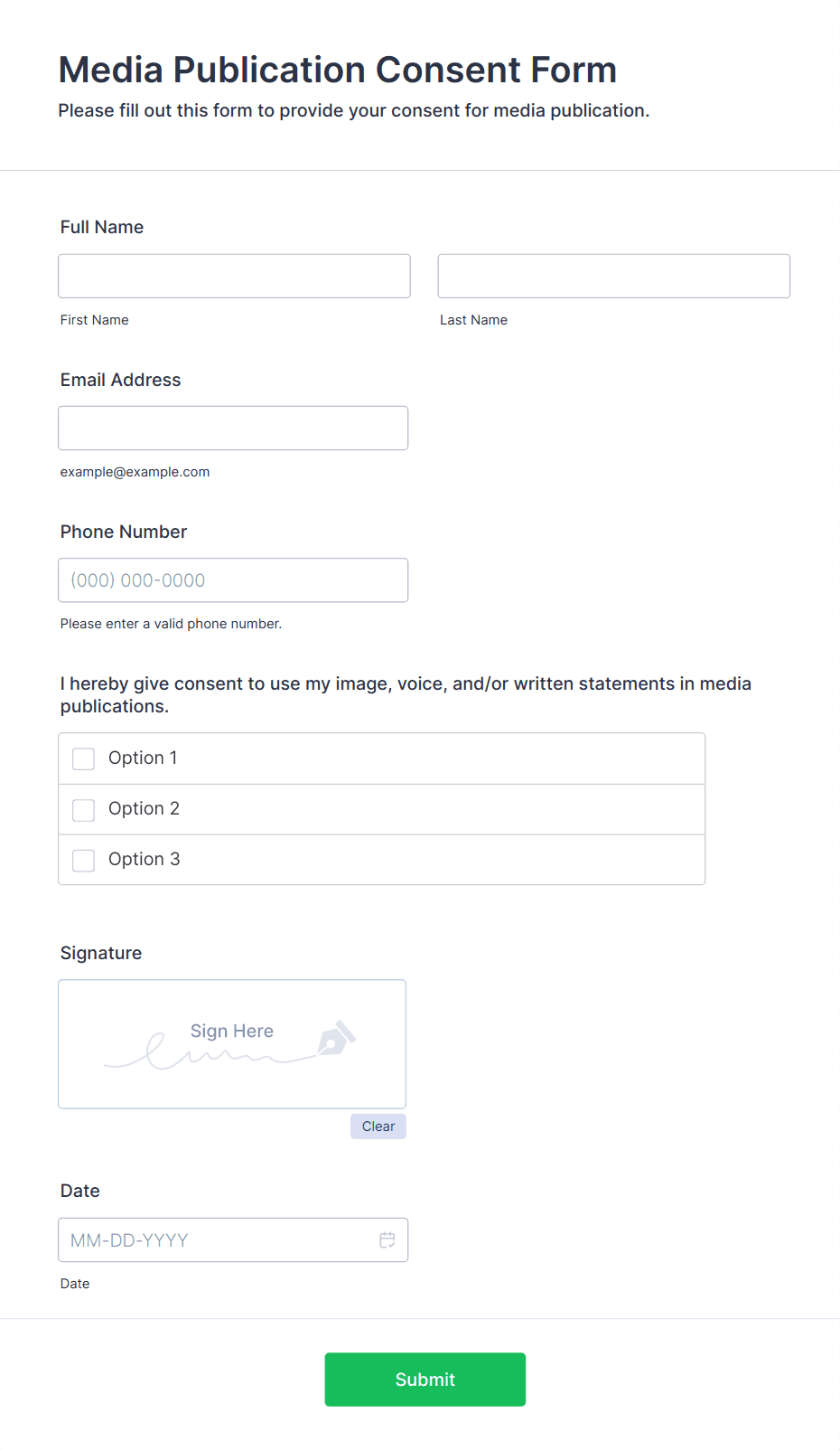 Media Publication Consent Form Template | Jotform