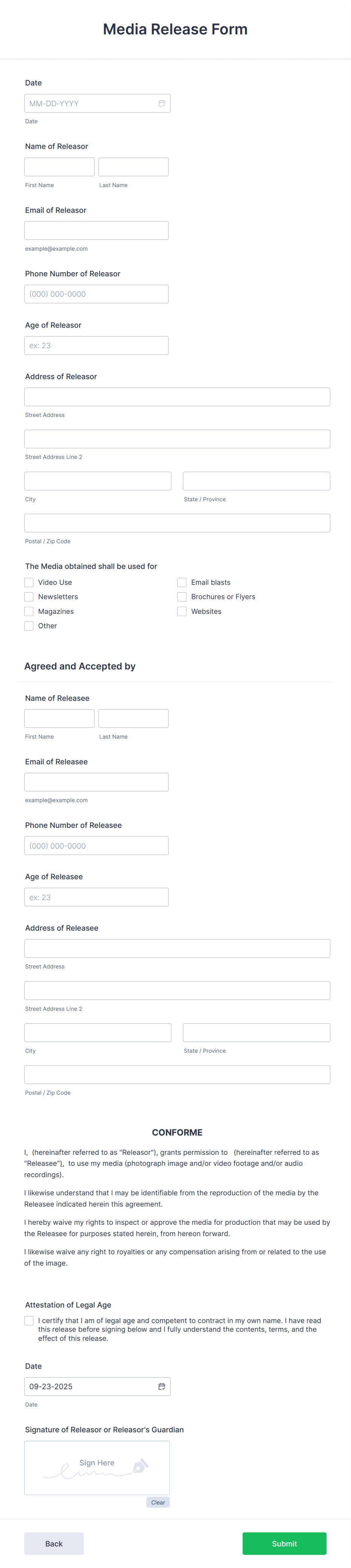 Media Release Form Template | Jotform