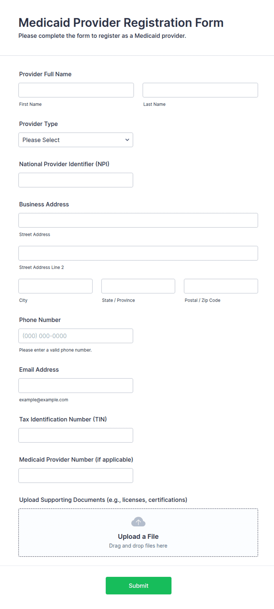 Medicaid Provider Registration Form Template | Jotform