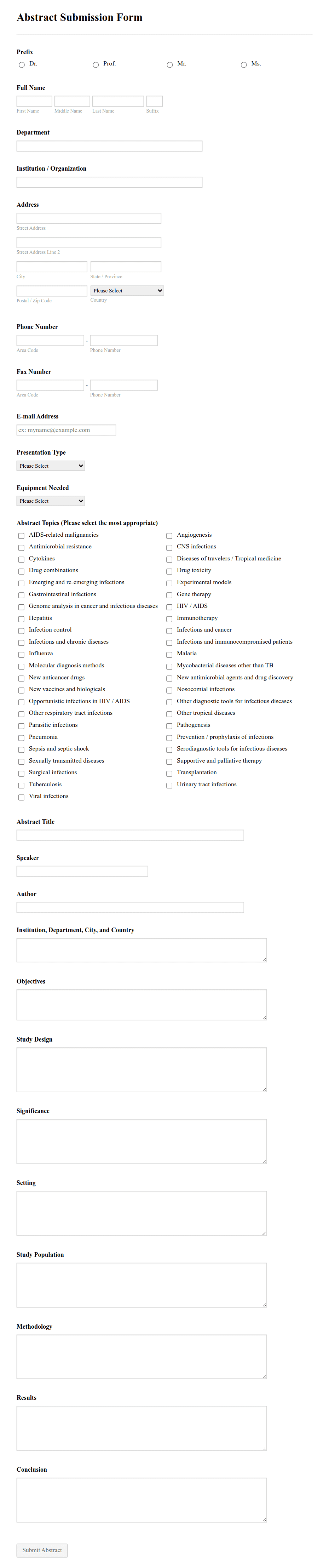 Medical Abstract Submission Form Template | Jotform