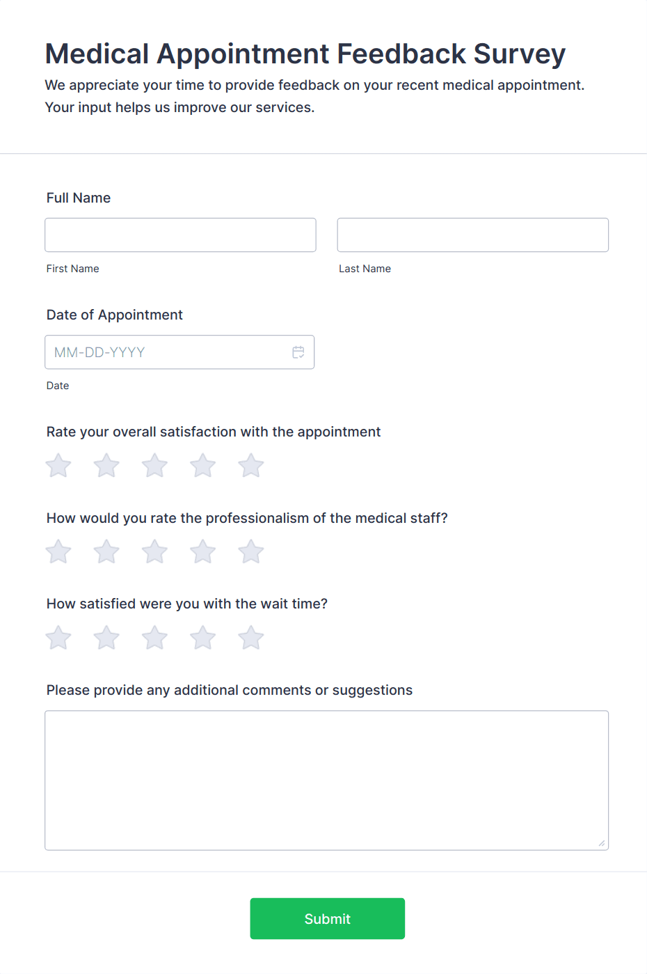 Medical Appointment Feedback Survey Form Template | Jotform