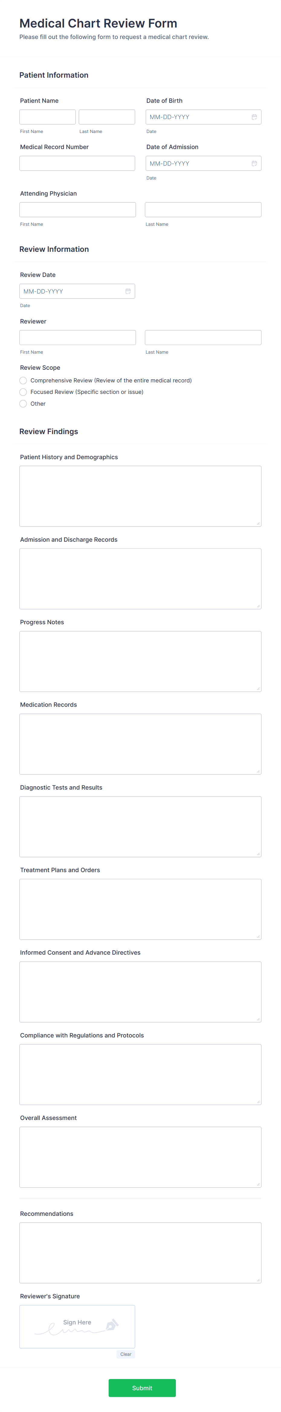 Medical Chart Review Form Template | Jotform
