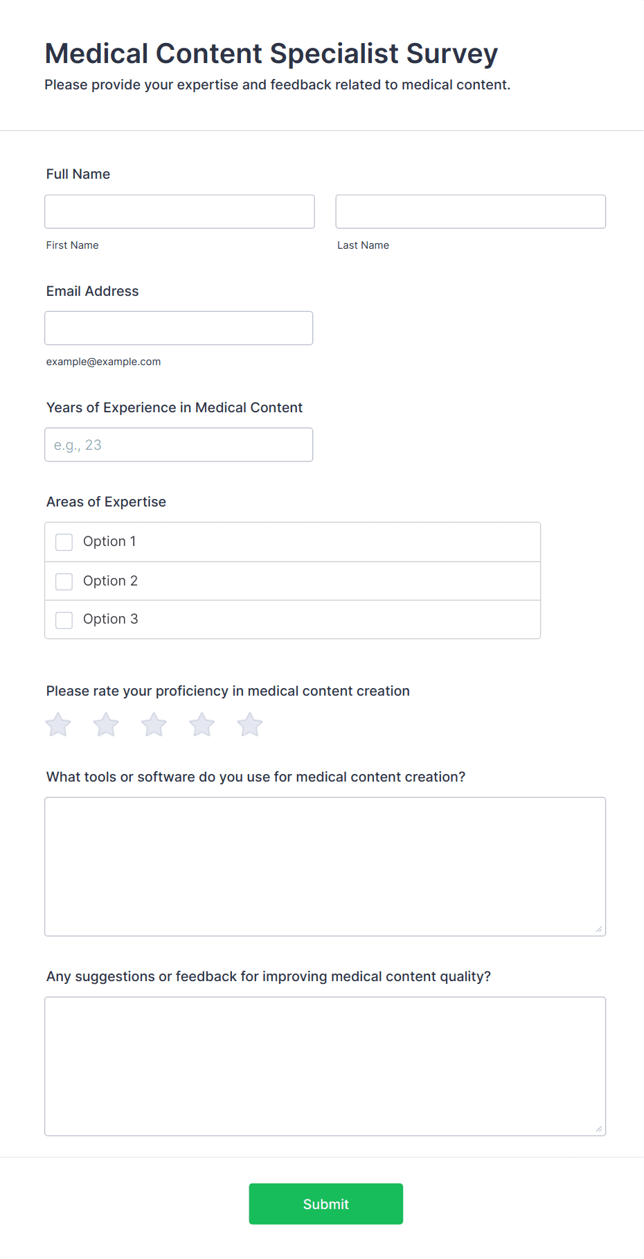 Medical Content Specialist Survey Form Template | Jotform