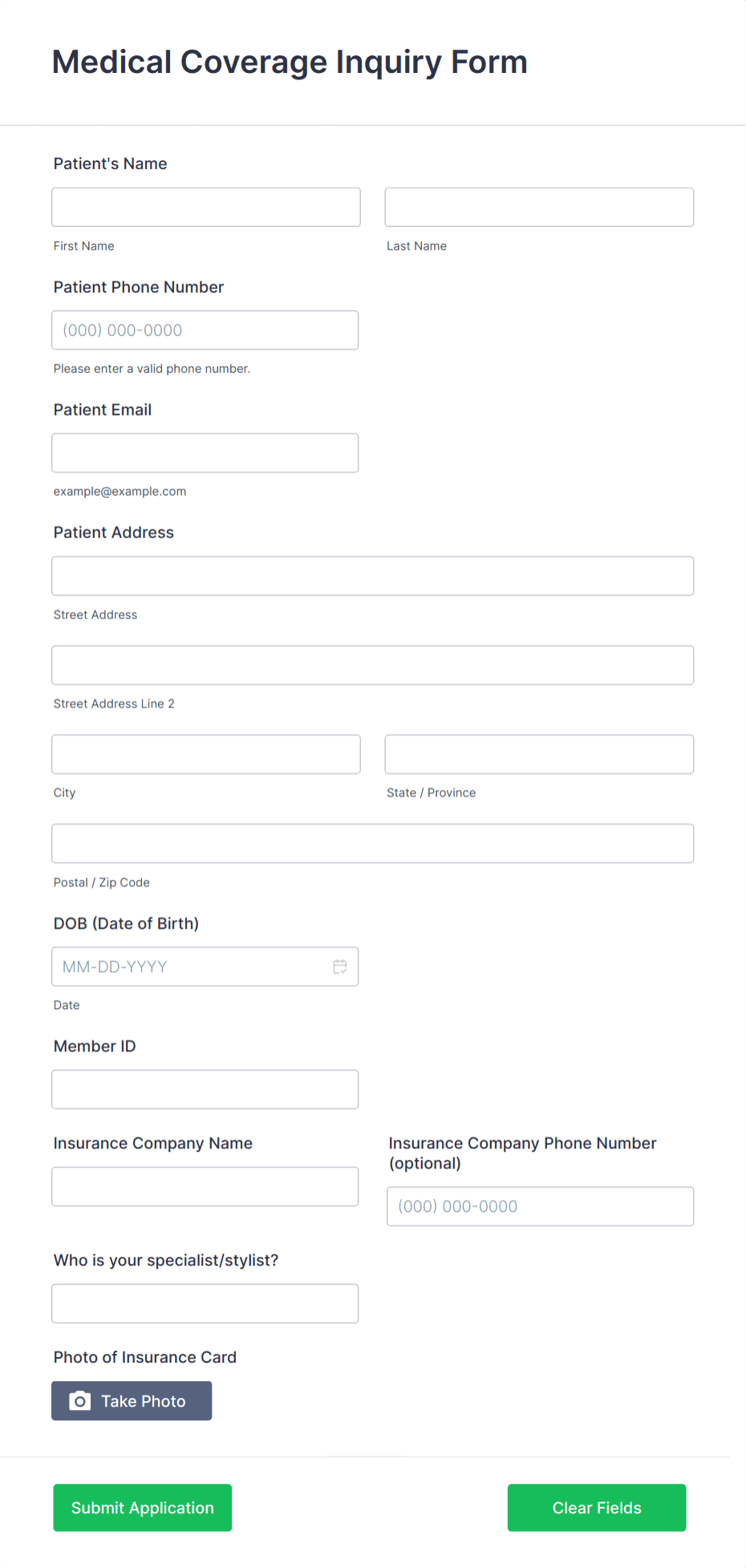 Medical Coverage Inquiry Form Template | Jotform