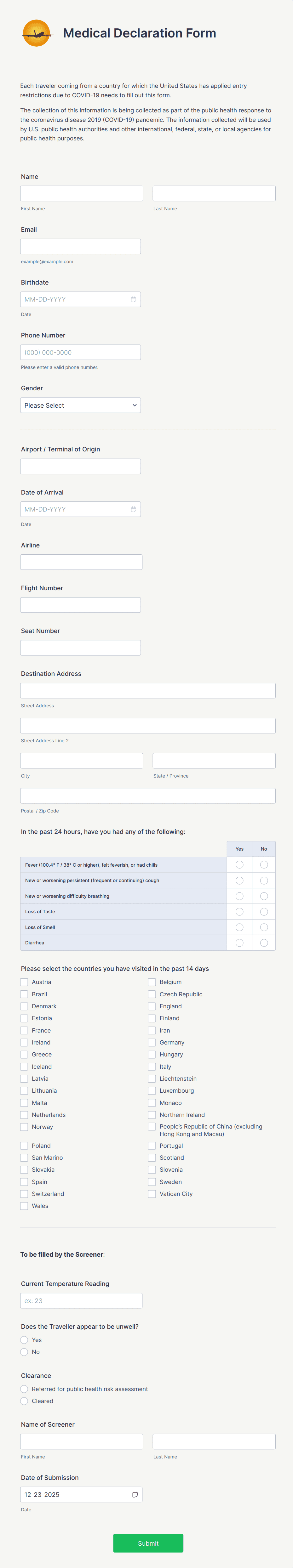 Medical Declaration Form Template | Jotform