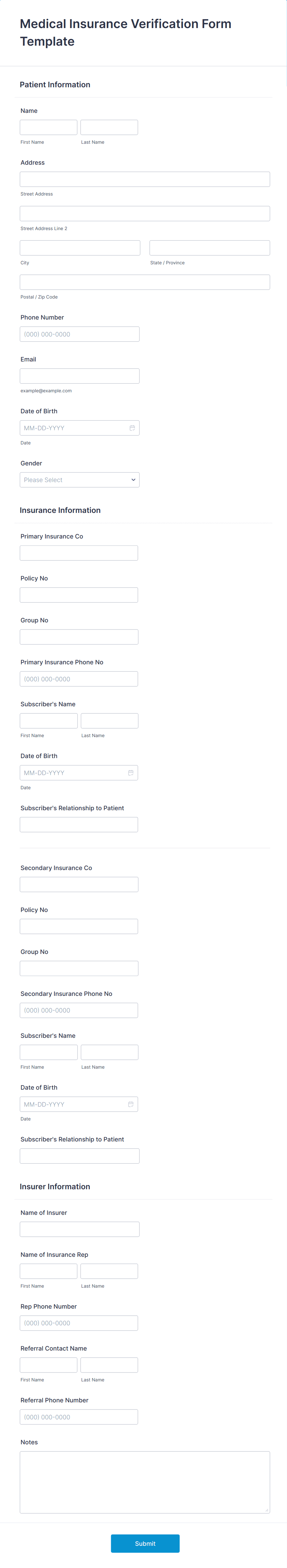 Medical Insurance Verification Form Template | Jotform