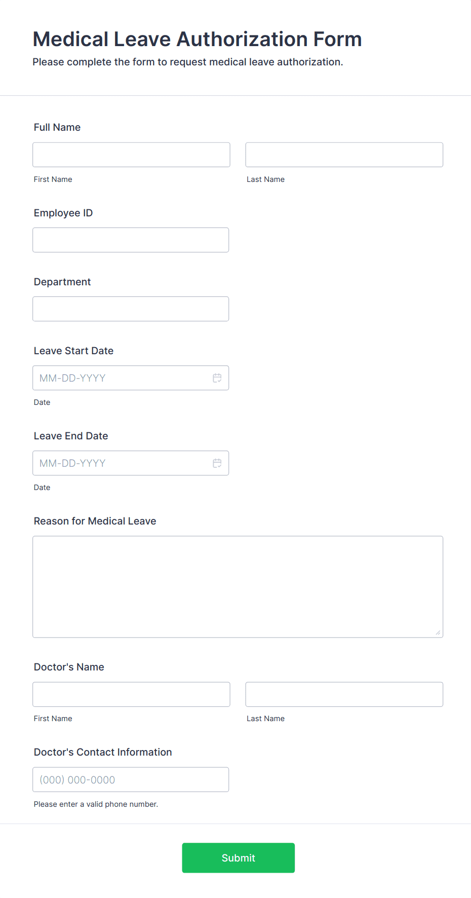 Medical Leave Authorization Form Template | Jotform