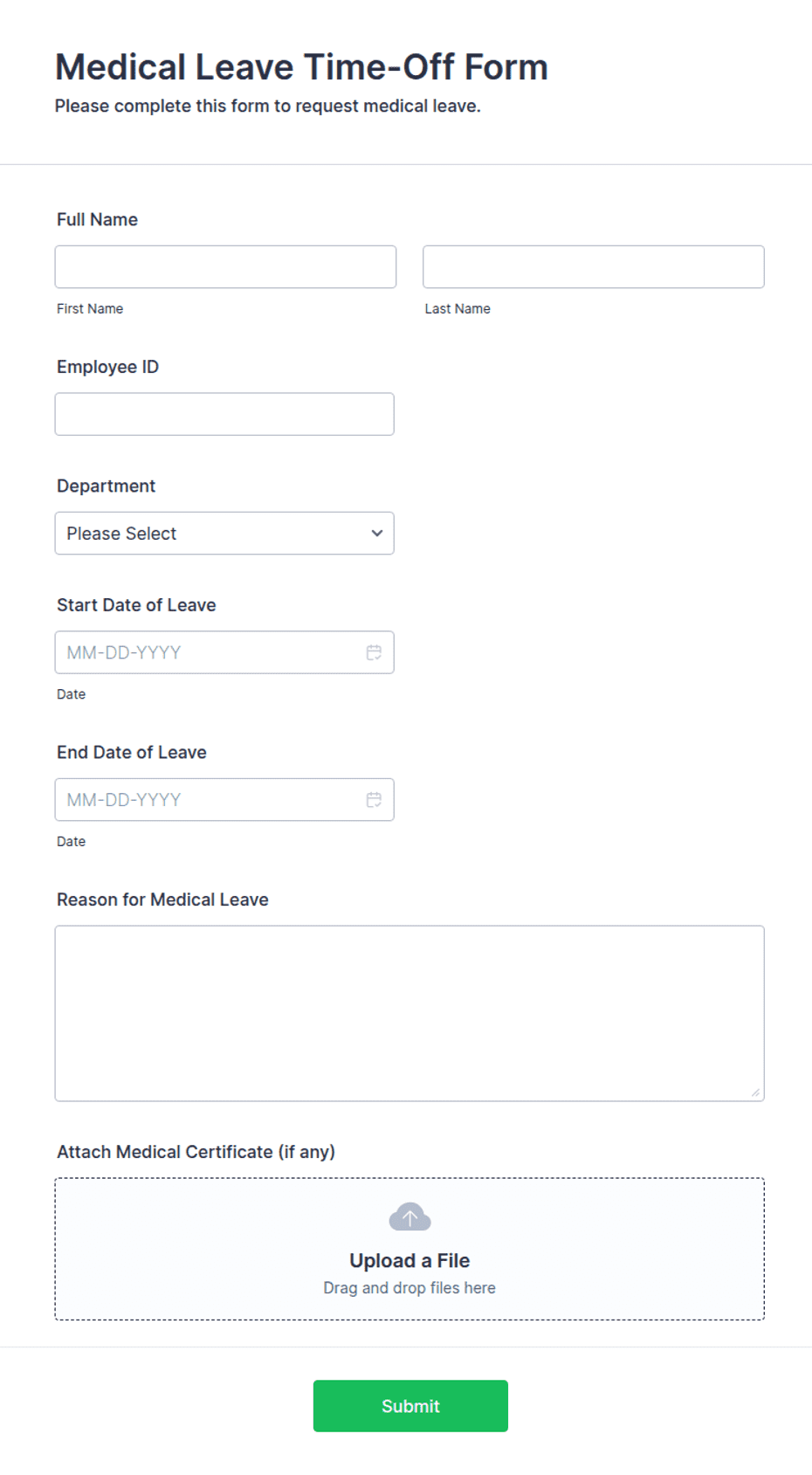 Medical Leave Time-Off Form Template | Jotform