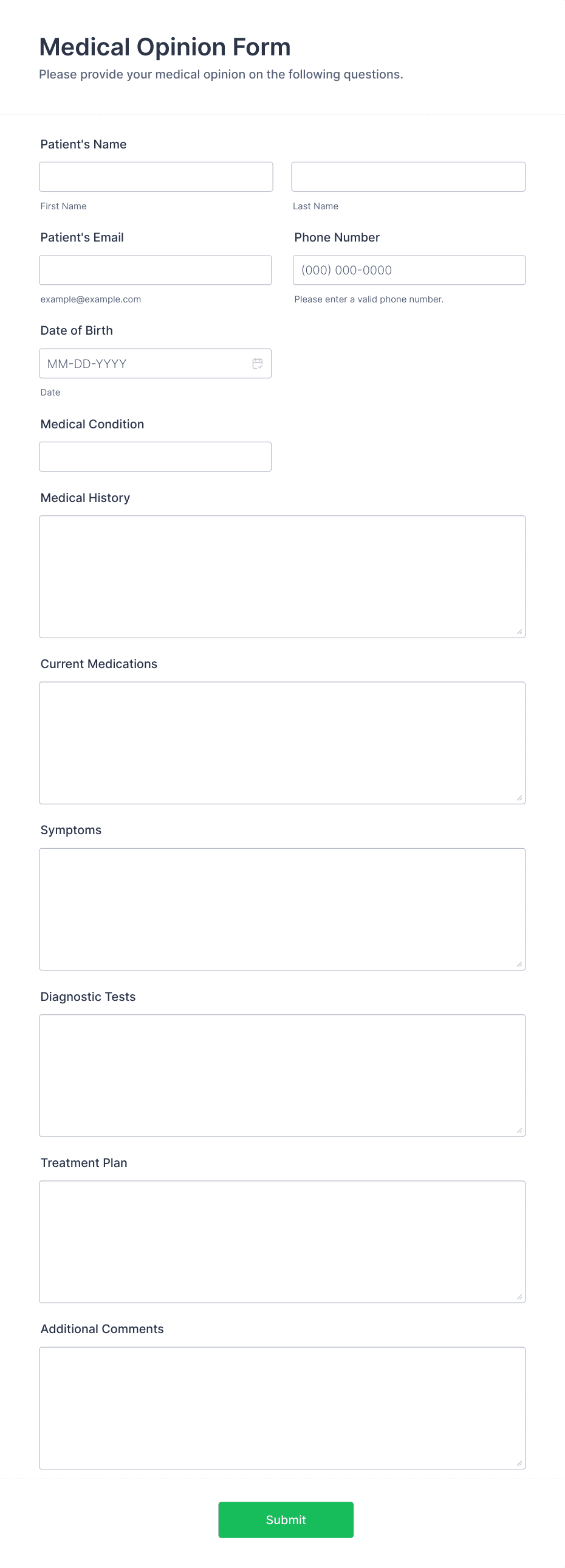 Medical Opinion Form Template | Jotform