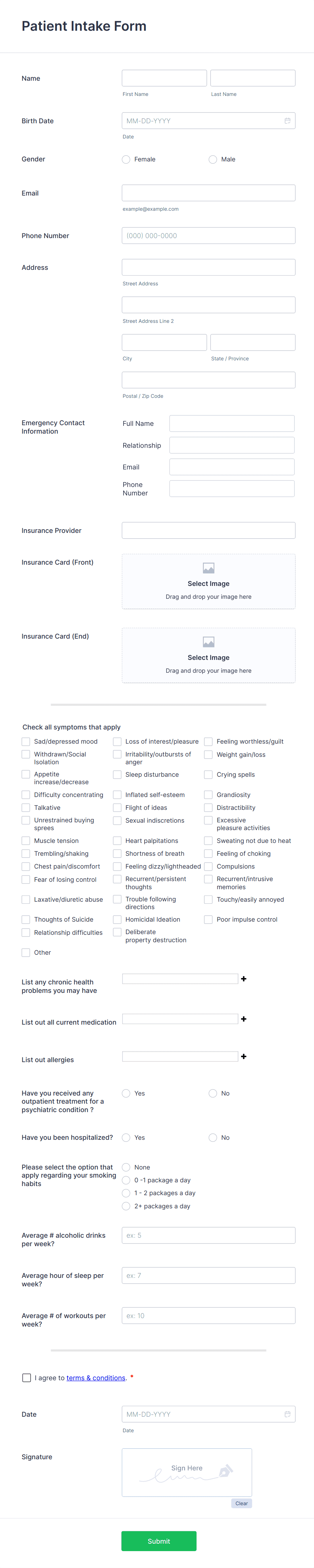 Medical Patient Intake Form Template | Jotform