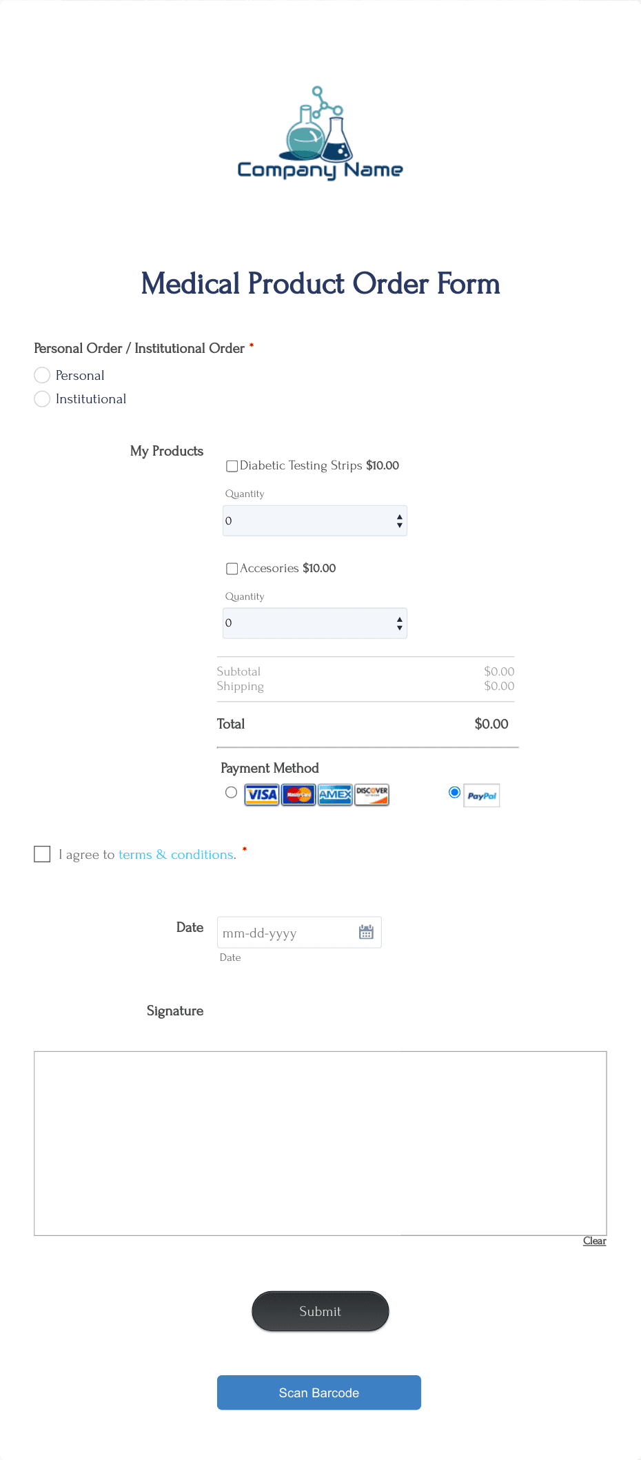 Medical Product Order Form Template | Jotform