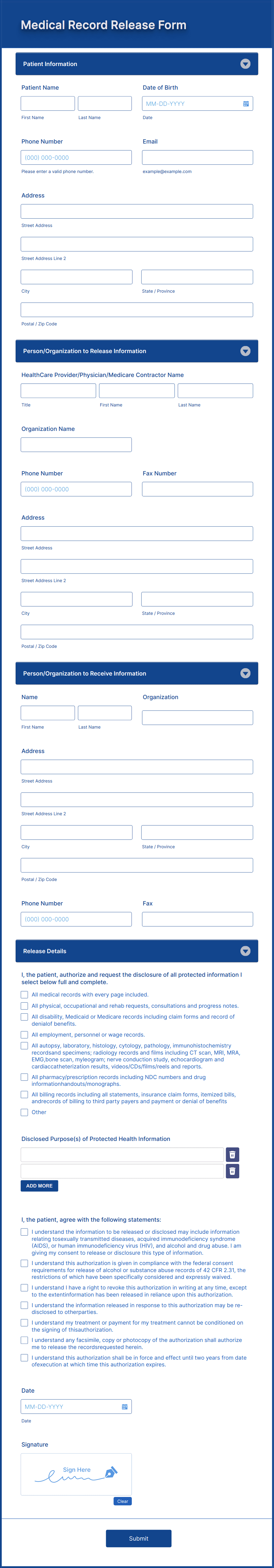 Medical Record Release Form Template | Jotform