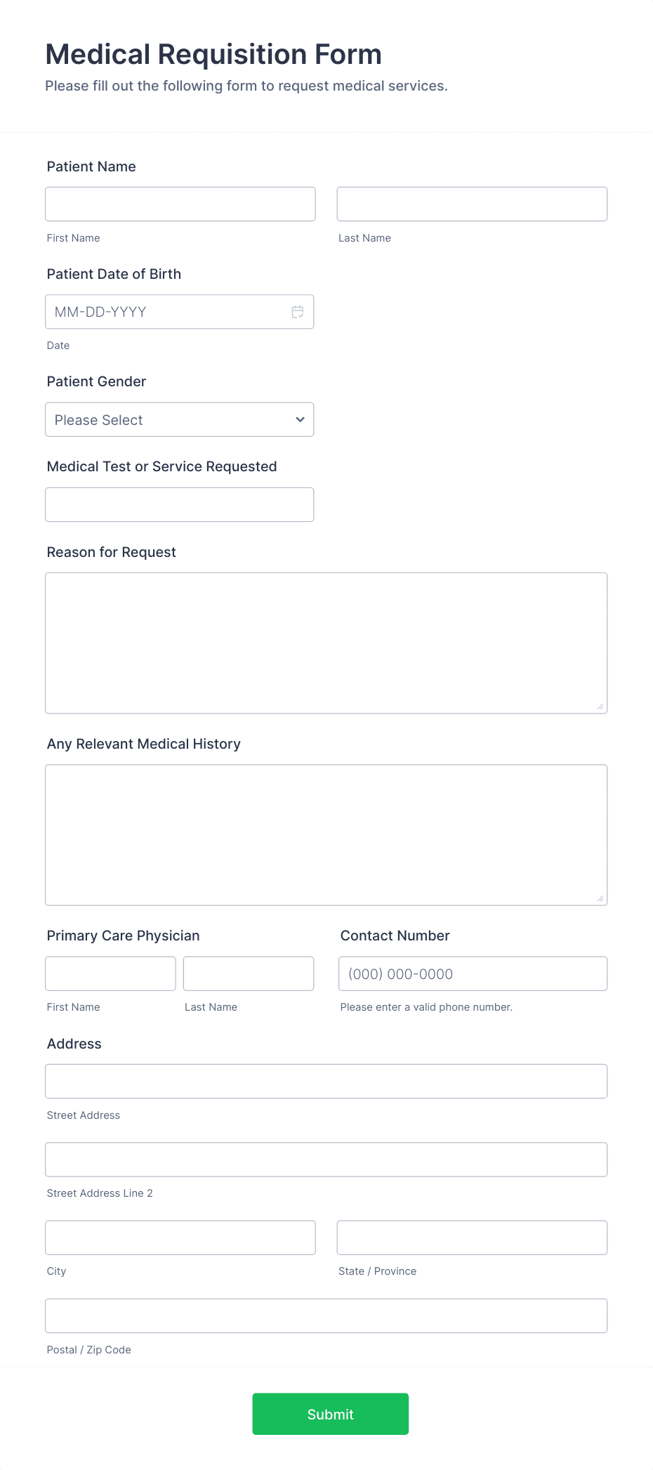 Medical Requisition Form Template | Jotform