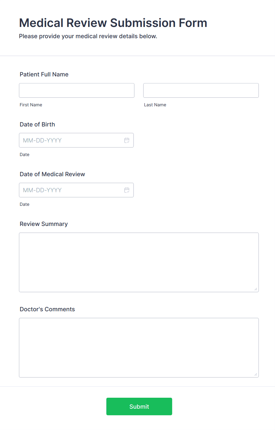 Medical Review Submission Form Template | Jotform
