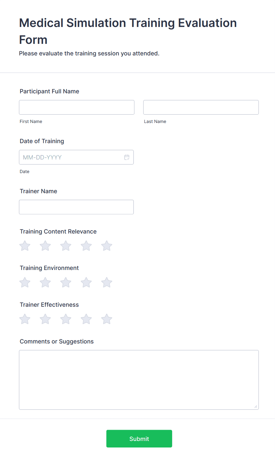 Medical Simulation Training Evaluation Form Template | Jotform