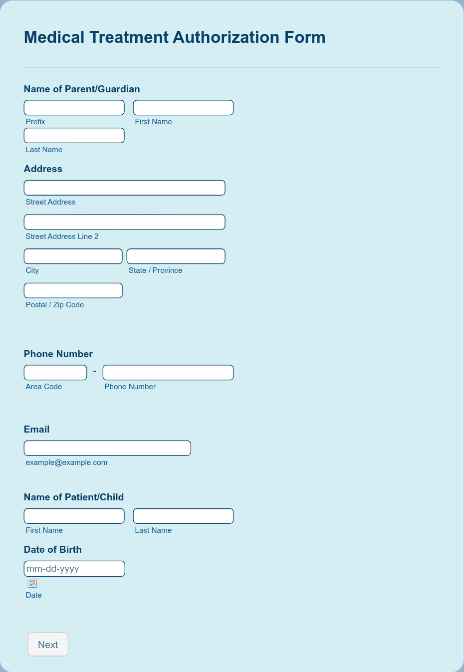 Medical Treatment Authorization Form Template | Jotform