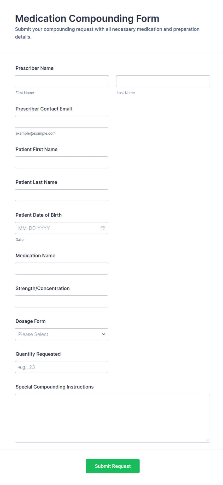 Medication Compounding Form Template | Jotform
