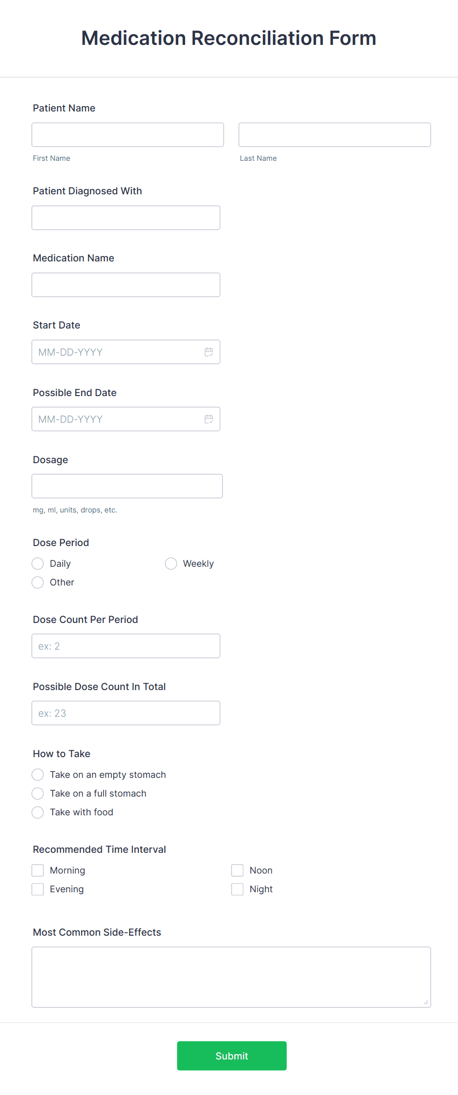 Medication Reconciliation Form Template | Jotform