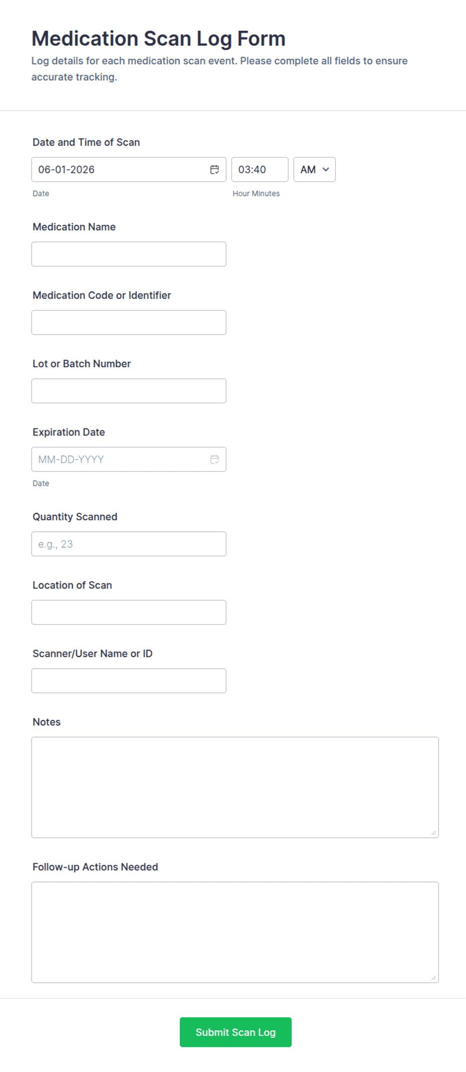 Medication Scan Log Form Template | Jotform