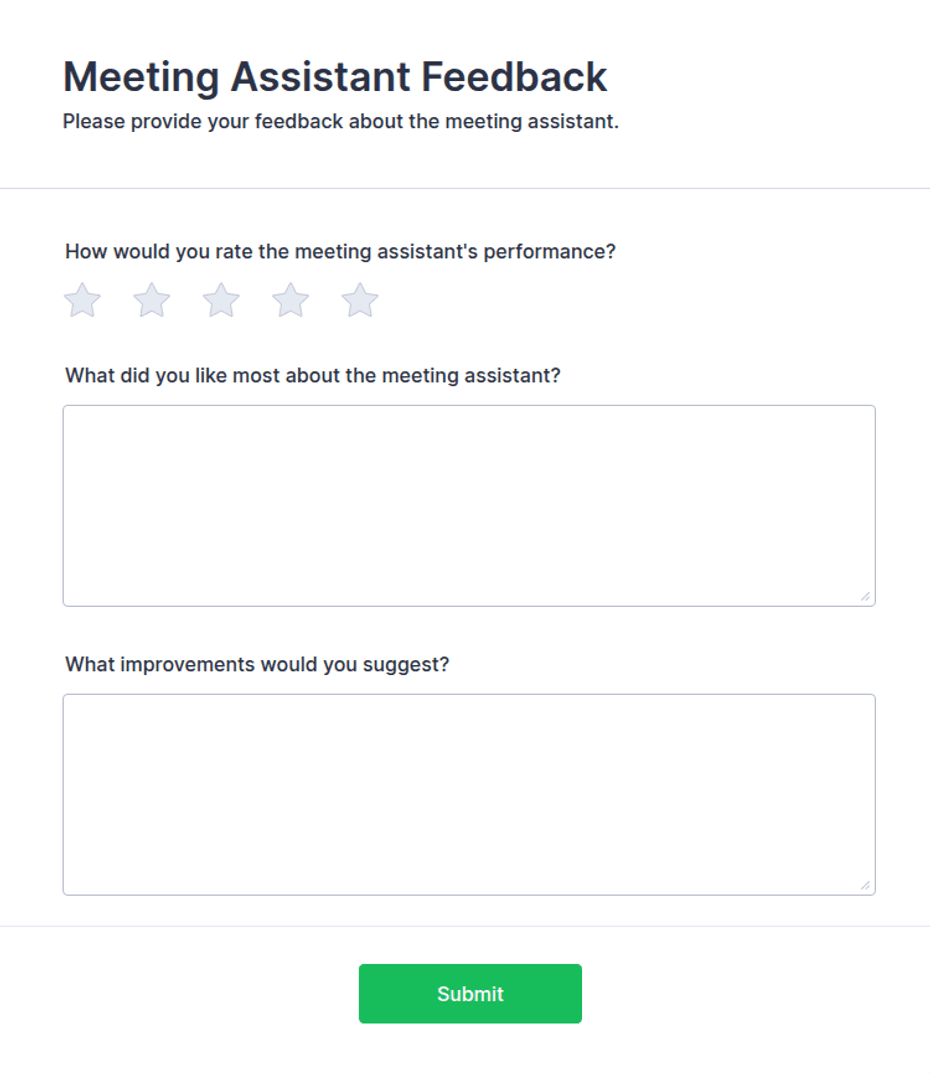 Meeting Assistant Feedback Form Template | Jotform
