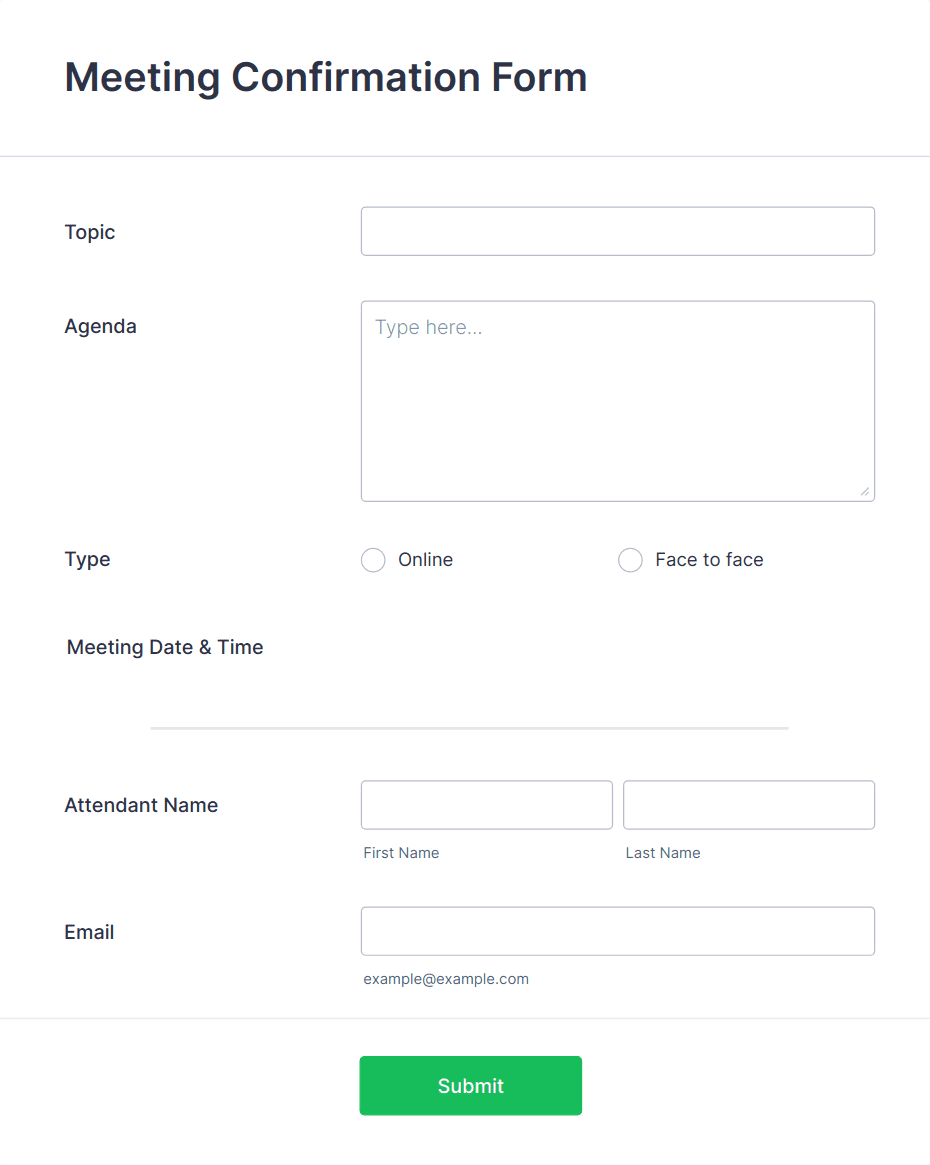Meeting Confirmation Form Template | Jotform