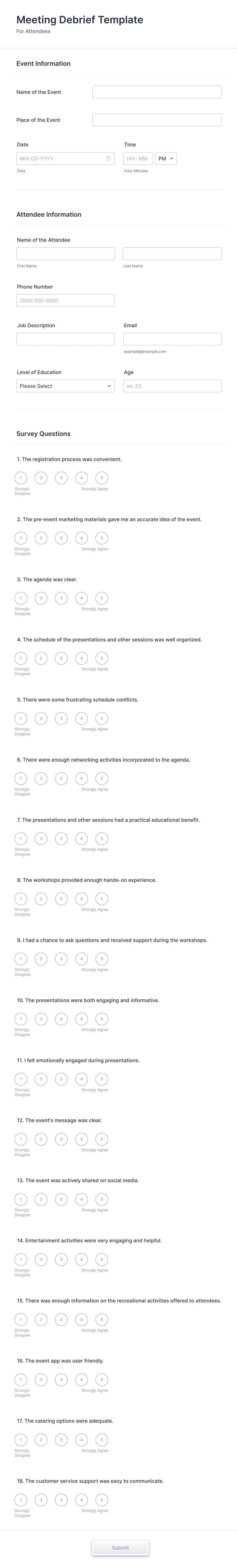 Meeting Debrief Template Form Template | Jotform