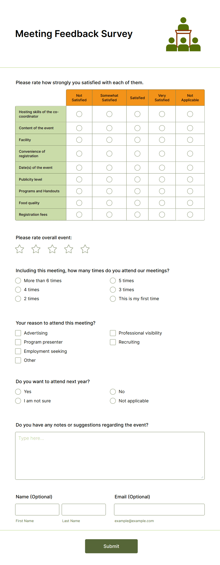 Meeting Feedback Survey Form Template | Jotform