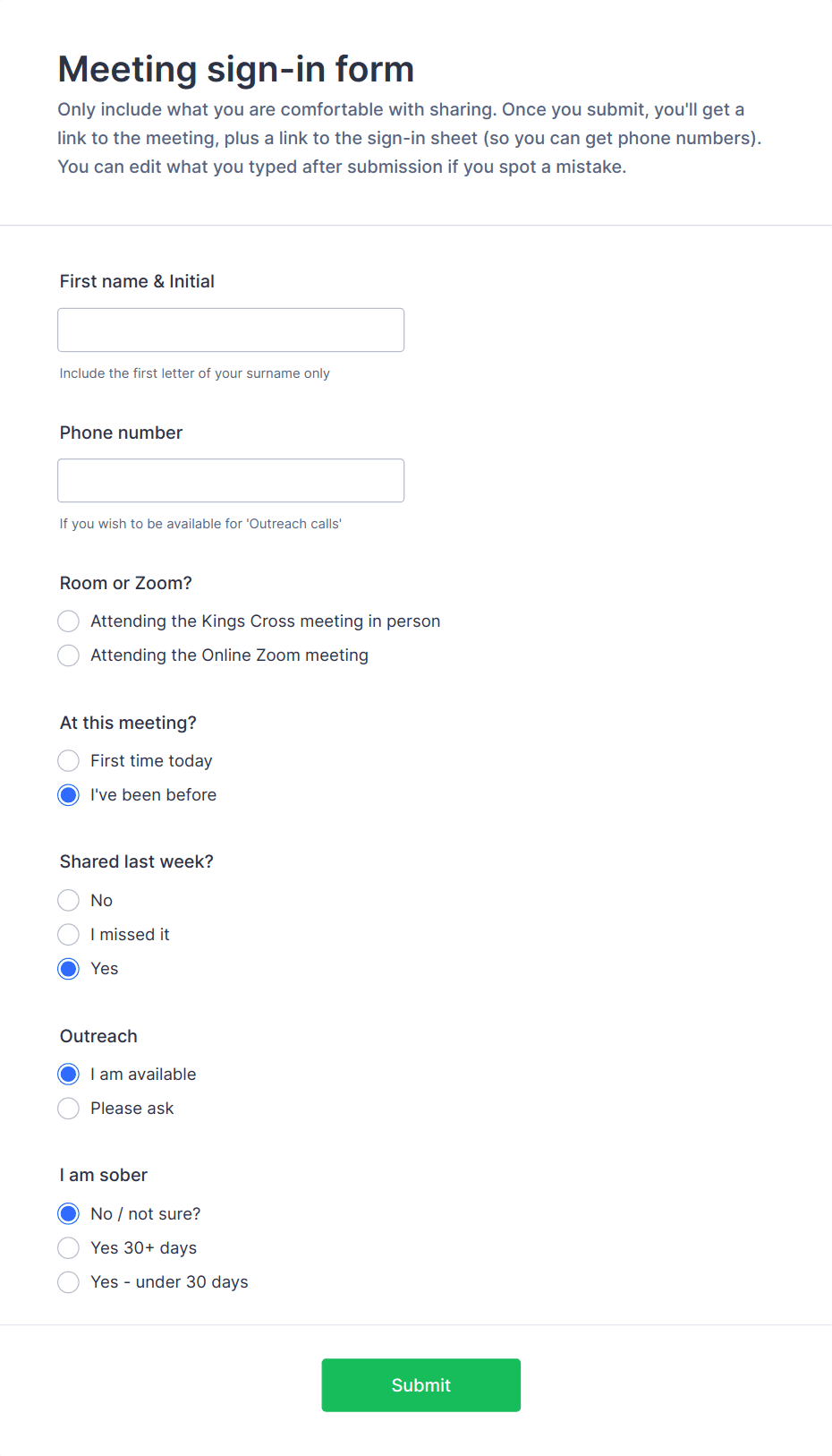 Meeting sign-in Form Template | Jotform