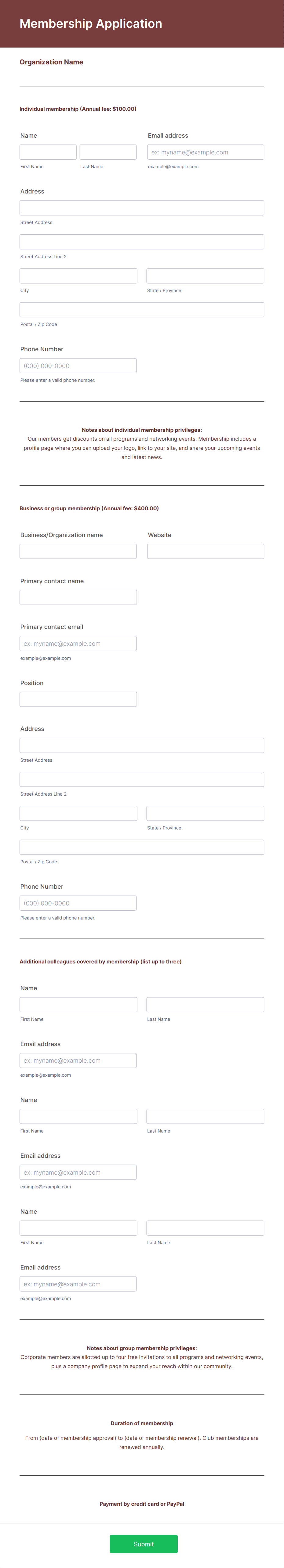 Participant Application Form Template | Jotform