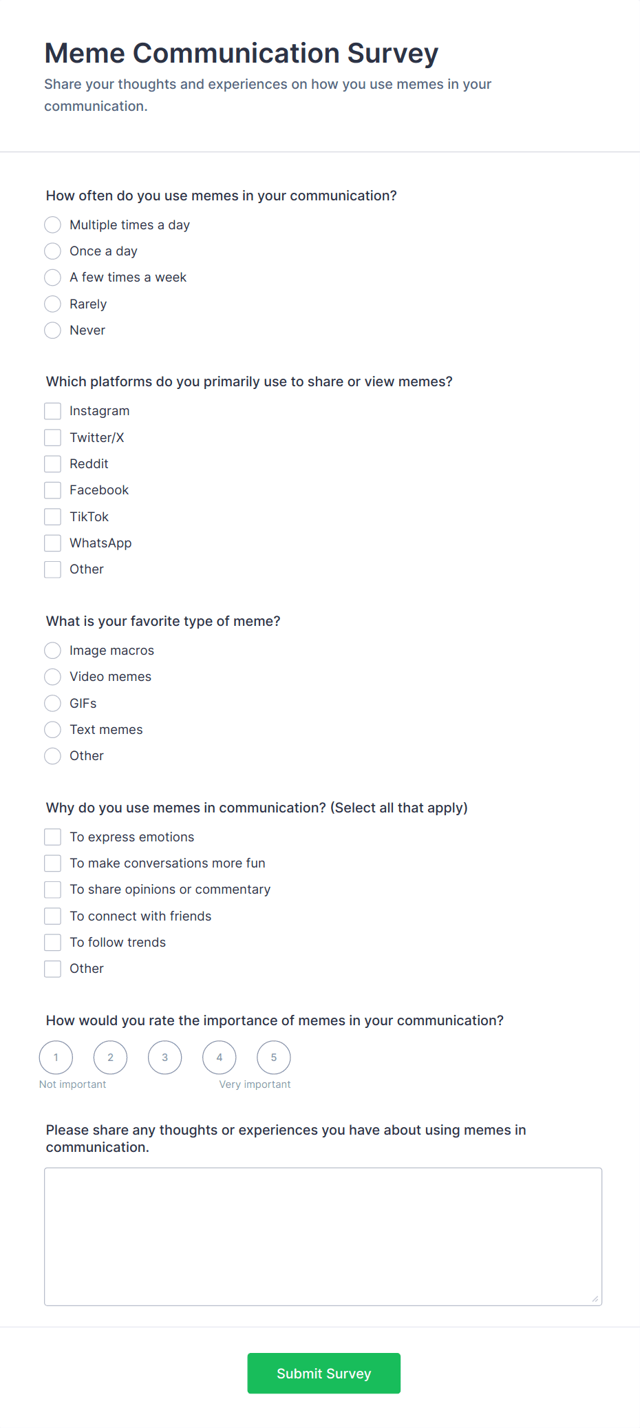 Meme Communication Survey Form Template | Jotform
