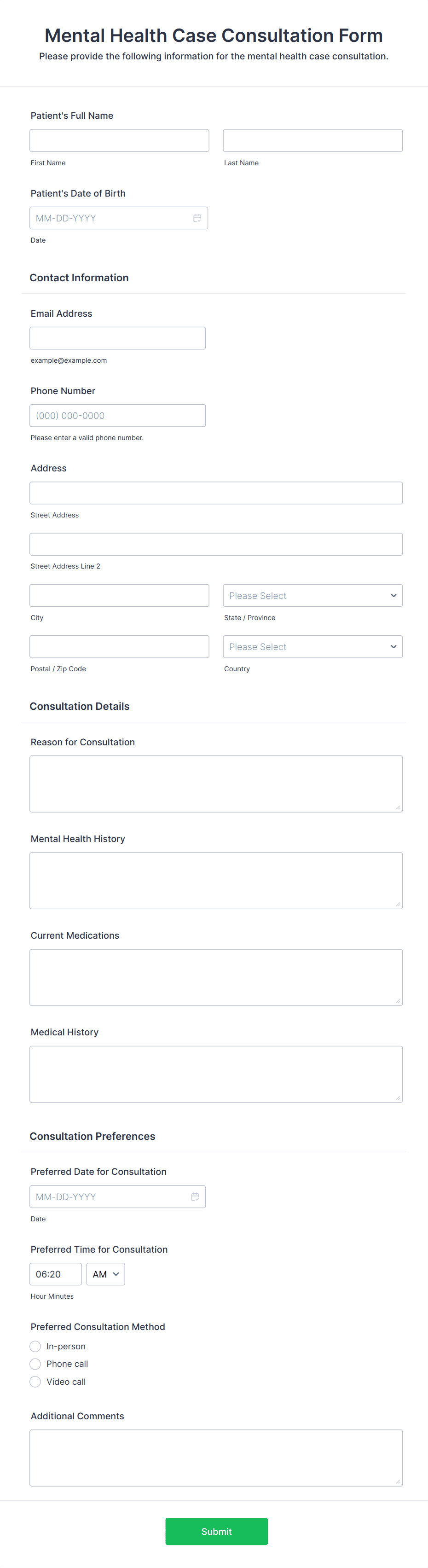 Mental Health Case Consultation Form Template | Jotform