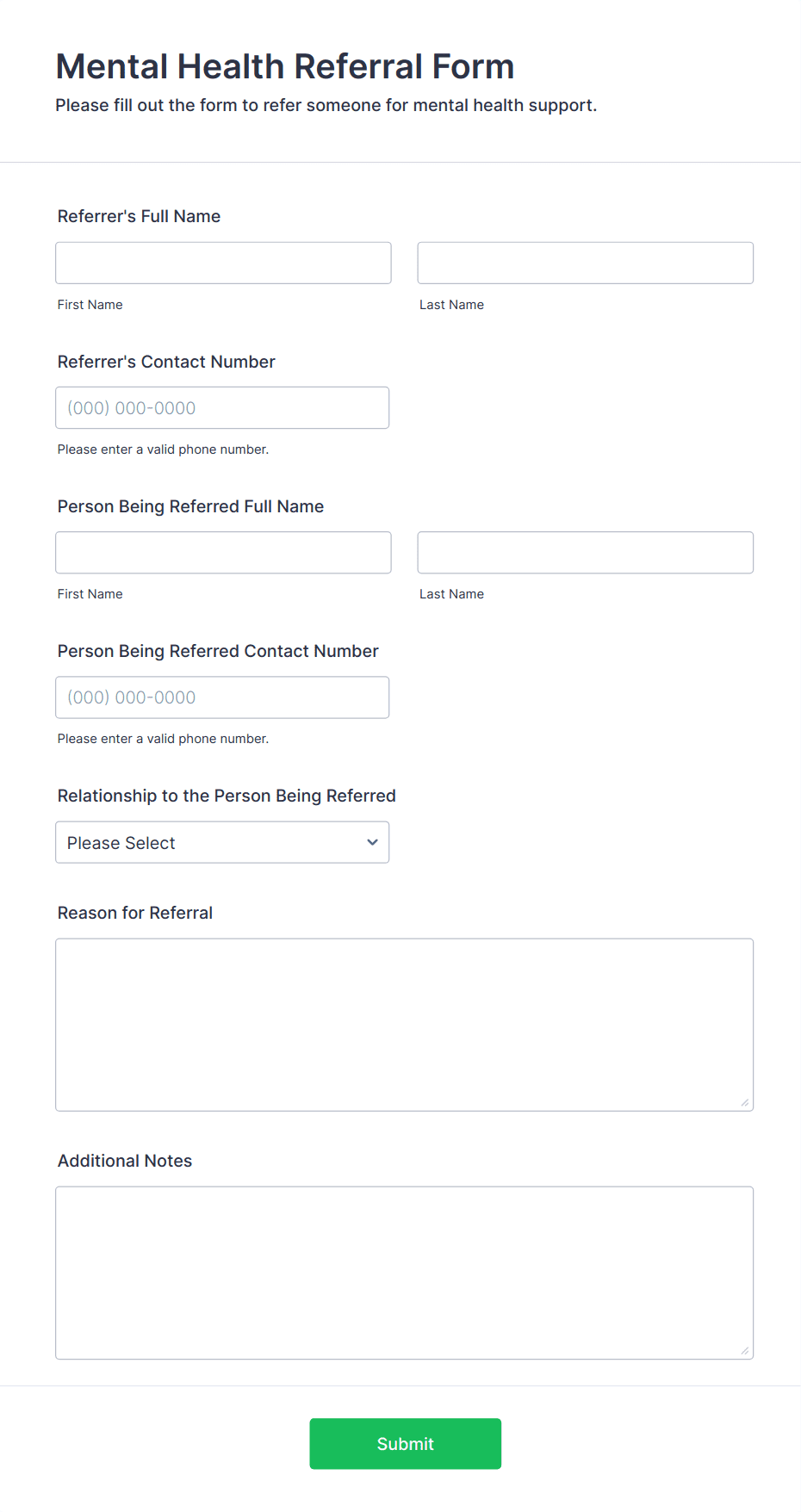 Mental Health Referral Form Template | Jotform