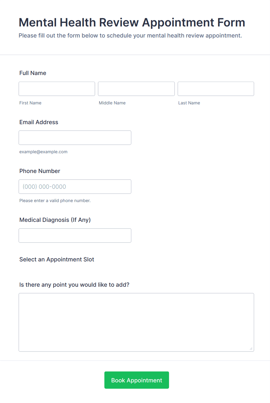 Mental Health Review Appointment Form Template | Jotform