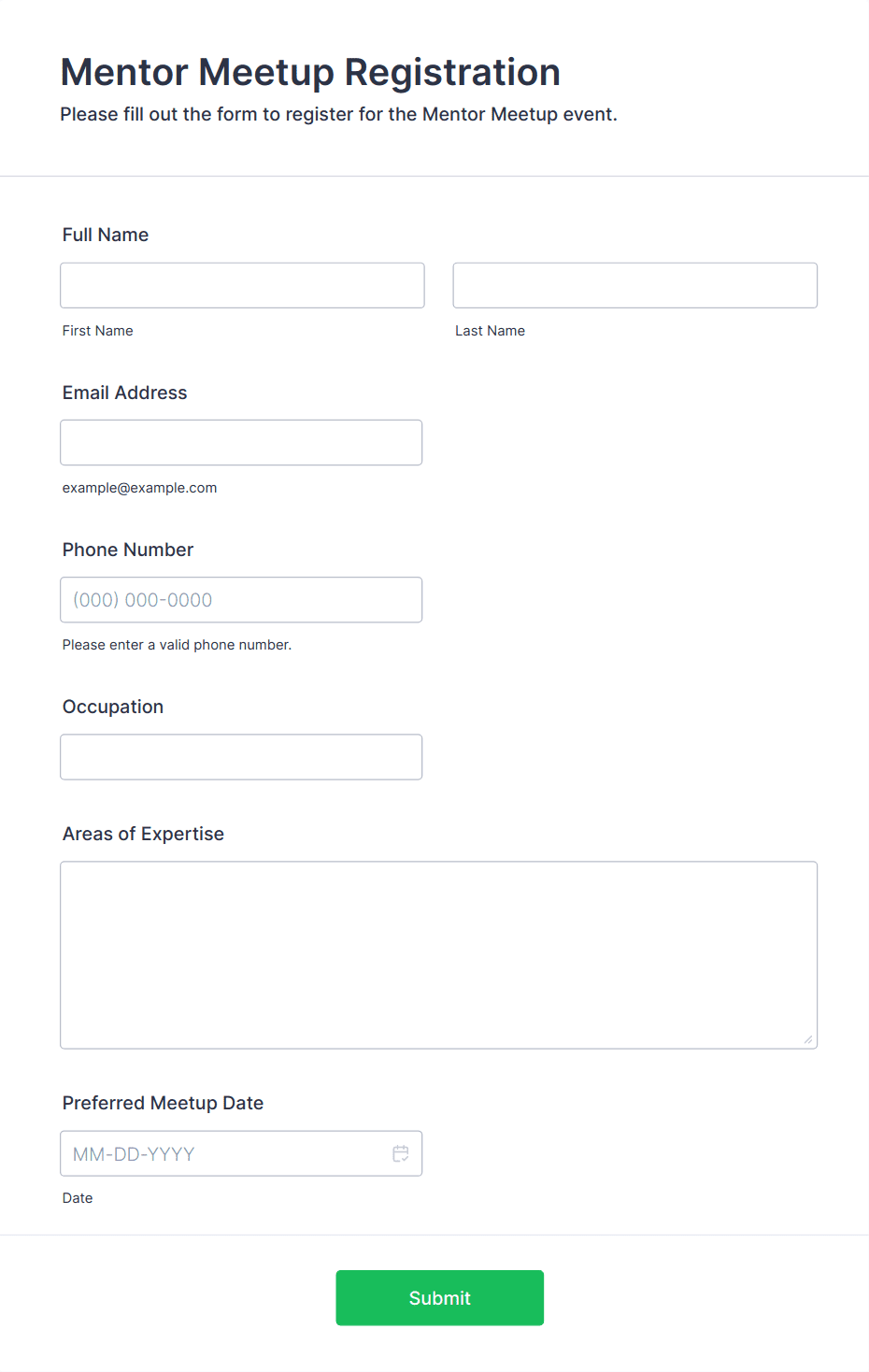Mentor Meetup Registration Form Template | Jotform