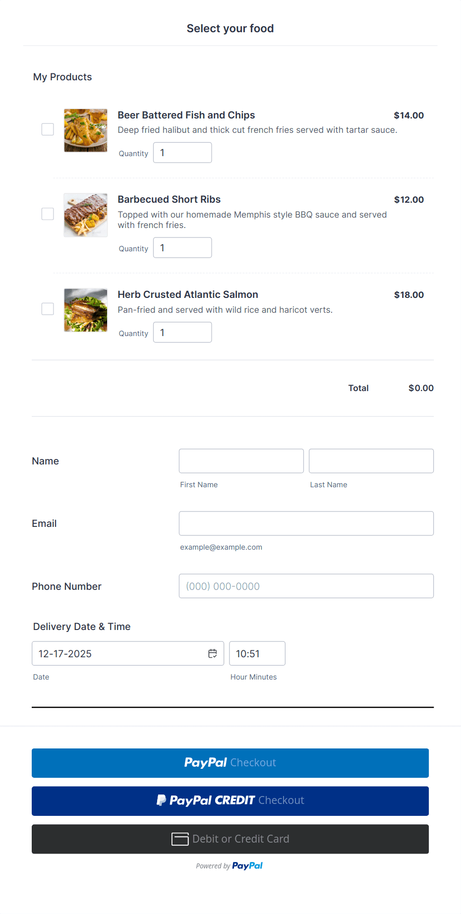 Menu Order Form Template | Jotform