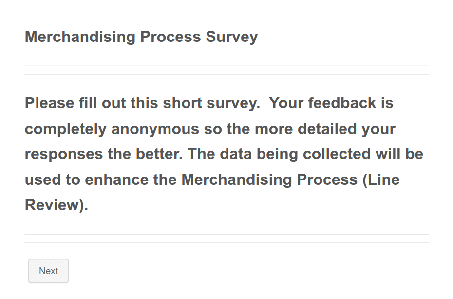 Merchandising Process Survey 2020-2021 Form Template | Jotform
