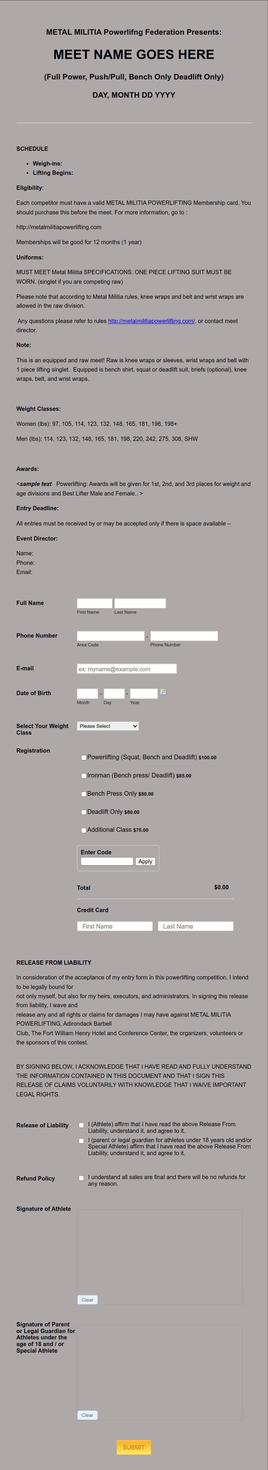 Metal Militia Meet Template Simple Form Template | Jotform