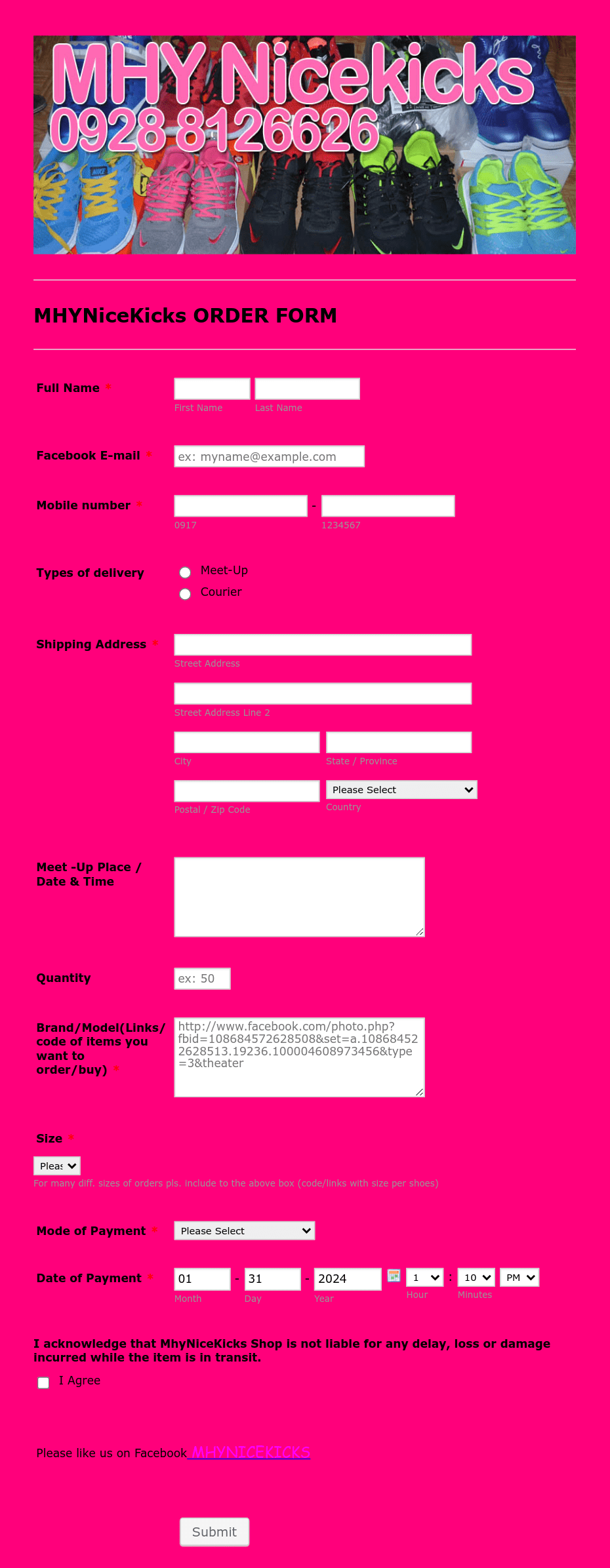 Primitive Order Form Template | Jotform