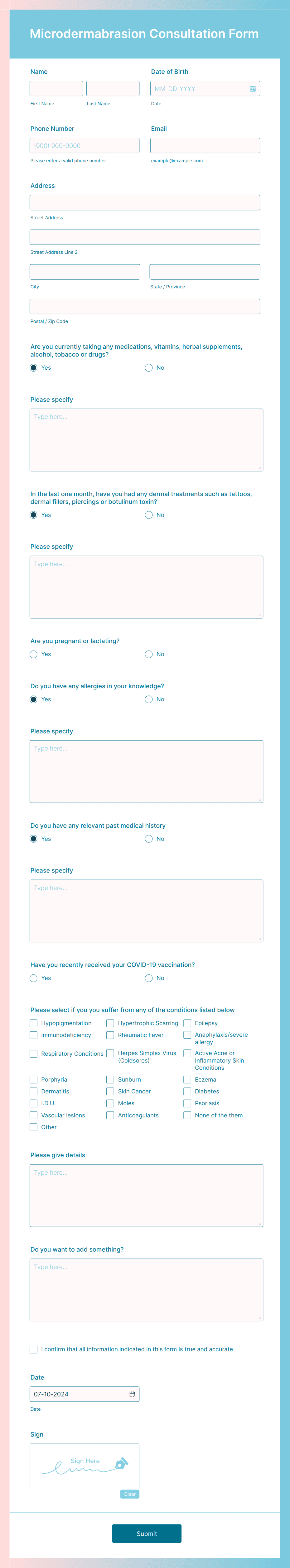 Microdermabrasion Consultation Form Template | Jotform
